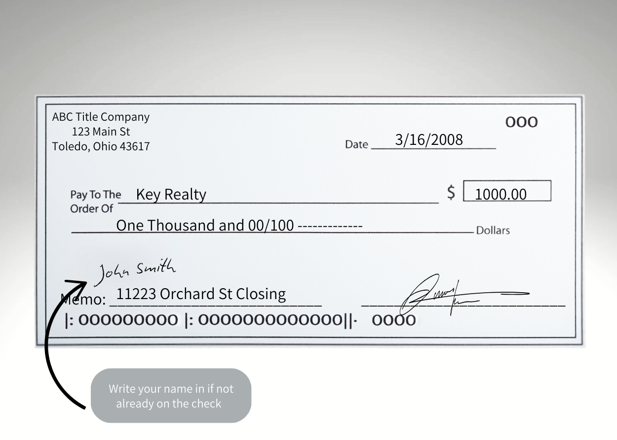 Depositing Commission Checks to Key Realty